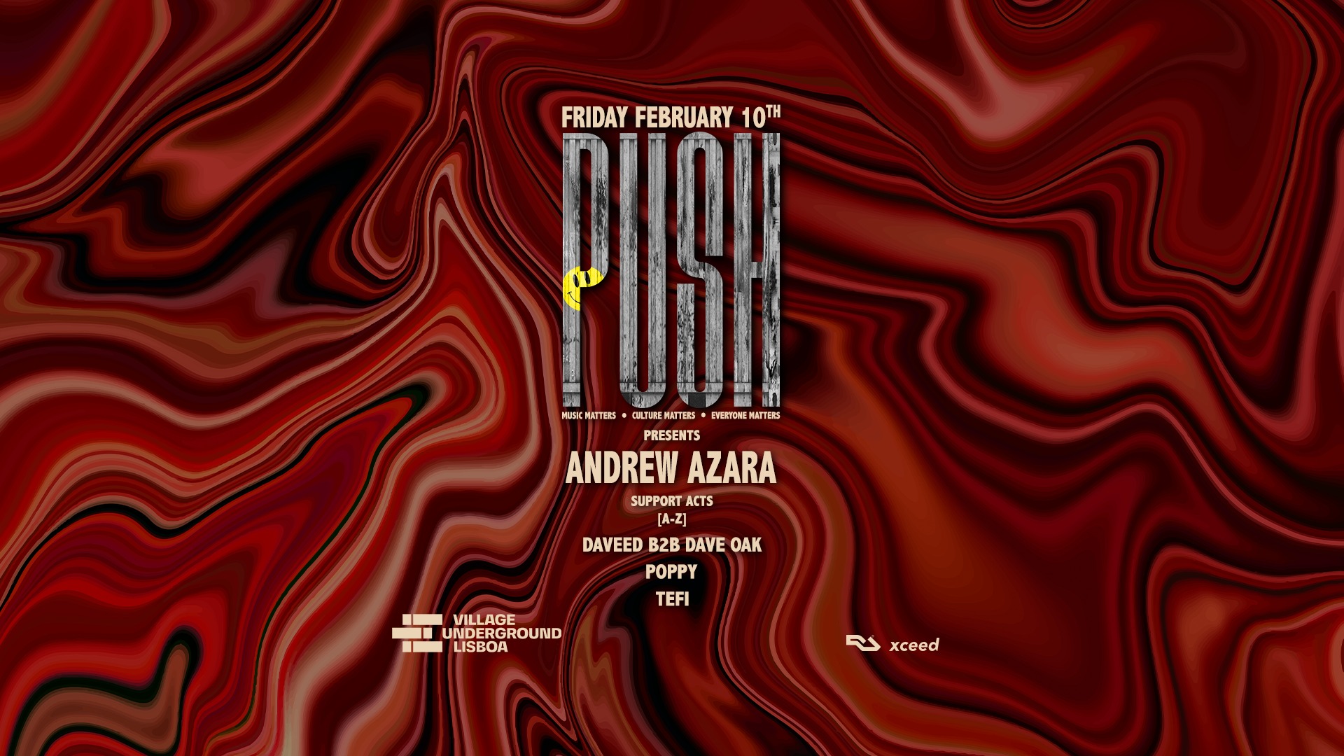 PUSH presents Andrew Azara x Daveed b2b Dave Oak x Poppy x Tefi - Eventos em Lisboa