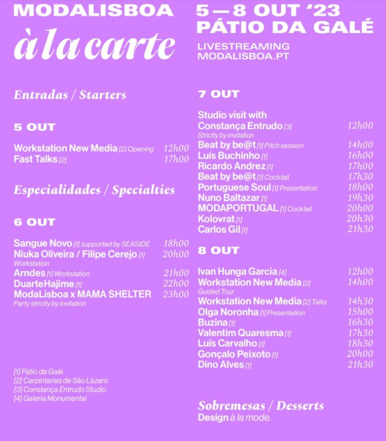 ModaLisboa 2023 - Lisboa Fashion Week - Programação | Outubro